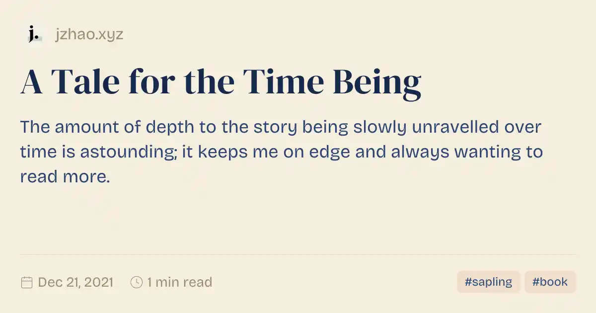 A Tale for the Time Being